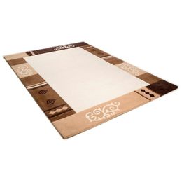 Theko Wollteppich &raquo;Ambadi&laquo; achteckig 14 mm H&ouml;he reine Schurwolle, handgetuftet, mit Bord&uuml;re, modern beige Schurwolle B : 200cm 1 Stk., 14mm, L: 200cm