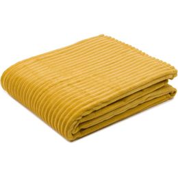 G&ouml;zze Wohndecke &raquo;Feincord Kuscheldecke&laquo; flauschig weich und wohlig warm gelb Polyester B/L: 150cm x 200cm