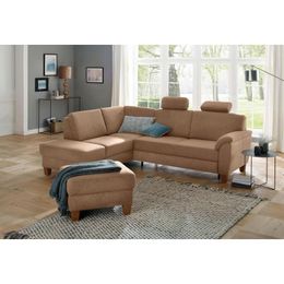 OTTO home Ecksofa &raquo;Alta L-Form&laquo; mit Federkern und Kontrastnaht, F&uuml;&szlig;e Buche eichefarben braun Struktur ( 100% Polyester);Struktur fein ( 100% Polyester