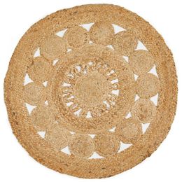 LUXOR living Teppich &raquo;Balo&laquo; rund 6 mm H&ouml;he Juteteppich, reine Naturfaser, handgeflochten, Flecht Design beige Jute &Oslash; 120cm 1 Stk., 6mm, &Oslash; 120cm