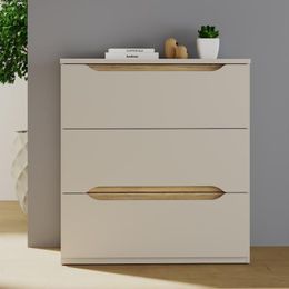FORTE Kommode B/H/T 81,5/92,3/41,5 cm Kommode ohne Griffe beige B/H/T: 85,1cm x 92,3cm x 41,5cm, 3 Stk.