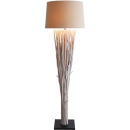 Salesfever Stehlampe &raquo;Easton&laquo; E27 1 Stk. handgefertigt, mit Leinenschirm schwarz-wei&szlig; 1, &Oslash; 55cm H: 175cm, 1 Stk.