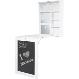 Home Affaire Klapptisch &raquo;York Schreibtisch&laquo; wei&szlig; B/H/T: 74cm x 2cm x 74cm, 3 kleine F&auml;cher, 1 Laptop Fach und 1 breites Fachmit 3 Haken,1 Tafel zum 