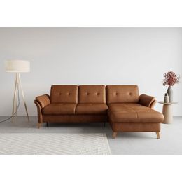 Sit & More sit&more Ecksofa &raquo;G&ouml;teborg&laquo; Sitztiefenverstellung und Federkern, wahlweise mit Bettfunktion braun B/H/T: 268cm x 90cm x 176cm, Luxus-Microfaser, 