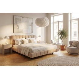 ATLANTIC HOME COLLECTION Polsterbett &raquo;Neela in 180cm x 200cm&laquo; gepolstertes Kopfteil und Rahmen, Bezug aus hochwertigen Strukturstoff beige 100% PES 