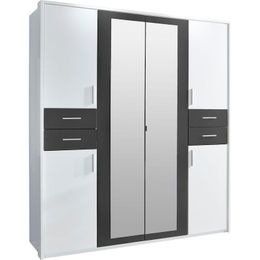 wimex Dreht&uuml;renschrank &raquo;Vegas&laquo; inklusive Passepartout-Rahmen, mit Spiegelt&uuml;ren und Schubladen wei&szlig; Holzwerkstoff B/H/T: 183cm x 210cm x 58cm, Schubladen: 4 