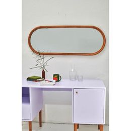 Sit Wandspiegel &raquo;Bonn mit Rattanrahmen in Natur f&uuml;r Flur & Schlafzimmer&laquo; Ovaler Spiegel mit nat&uuml;rlichem Rattanrahmen & dekorativem Metallring beige 