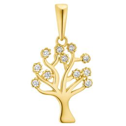 Amor Damen Kettenanh&auml;nger &raquo;Lebensbaum&laquo; mit Zirkonia (synth.) gold Gelbgold 375, 0,52 g