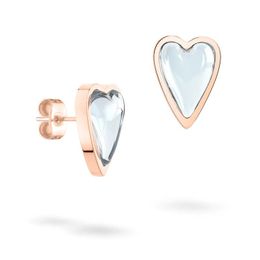 Liebeskind Berlin Damen Paar Ohrstecker &raquo;Schmuck Geschenk Edelstahl Ohrringe Glass Heart&laquo; mit Glasstein rosa Edelstahl