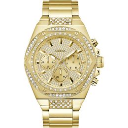 Guess Herren Multifunktionsuhr &raquo;FURY&laquo; Quarzuhr, Armbanduhr, Herrenuhr, Datum, Wochentag, Edelstahlarmband gold Einheitsgr&ouml;&szlig;e