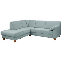 Home Affaire Ecksofa &raquo;Belfort L-Form&laquo; mit Federkern, wahlweise mit Schlaffunktion und Stauraum blau Struktur fein ( 100% Polyester);Luxus-Microfaser 