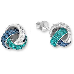 Amor Damen Paar Ohrstecker &raquo;Knoten-Optik&laquo; mit Kristallstein blau Silber 925 (Sterlingsilber)