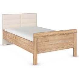 Rauch Bett &raquo;Bett Einzelbett Stollenbett EVELYN&laquo; in Komforth&ouml;he mit Polsterkopfteil in elegantem Stil MADE IN GERMANY braun Liegefl&auml;che L&auml;nge B: 200cm 