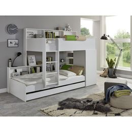 Relita Etagenbett 2 Schlafgelegenheiten, Kleiderschrank, Regalablagen u. Bettschublade wei&szlig; Liegefl&auml;che B/L: 90cm x 200cm H: 181,2cm, kein H&auml;rtegrad, ohne 