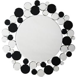 Kayoom Dekospiegel &raquo;Bubble 1925&laquo; Wandspiegel schwarz Metallhaken, Spiegelglas B/H/T: 80cm x 1,6cm x 80cm &Oslash; 80cm