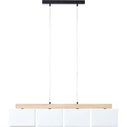 Brilliant Pendelleuchte &raquo;Rayan&laquo; E27 1 Stk. Stoffschirme, H 113 cm, B 95 cm, 4 x E27, eiche ge&ouml;lt/wei&szlig; braun 4, 1 Stk.