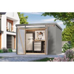 Karibu Ger&auml;tehaus &raquo;Argonium 3&laquo; Made in Germany grau Metall Einheitsgr&ouml;&szlig;e