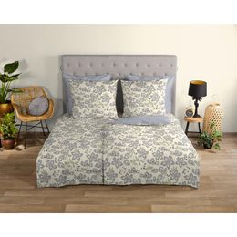Good Morning Wendebettw&auml;sche &raquo;Vesper&laquo; 3 Stk. 100% Baumwolle, Renforc&eacute;, Rei&szlig;verschluss, Wendeoptik, Blume beige Renforc&eacute;, Obermaterial: 100% Baumwolle 