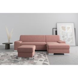 DOMO collection Ecksofa &raquo;Anzio L-Form, whlw. Bettfunktion, Federkern, hochwertig, Breite 271 cm&laquo; Ohne Bettfunktion, Recamiere rechts, Samtoptik, malve