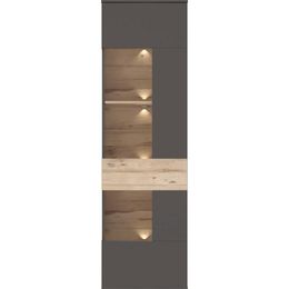 FORTE Vitrine &raquo;Como&laquo; Vitrine, Glast&uuml;re, LED Beleuchtung, Soft Close Linksanschlag grau Holzwerkstoff grau, B/H/T: 60,4cm x 203,3cm x 41,3cm, T&uuml;ren: 1 