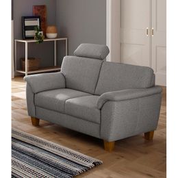 OTTO home 2-Sitzer &raquo;Texel&laquo; mit Federkern und Kontrastnaht, F&uuml;&szlig;e Buche eichefarben grau Struktur ( 100% Polyester);Struktur fein ( 100% Polyester);