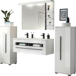 Home Affaire Badm&ouml;bel-Set &raquo;Cantara, Bad im modernen Design, 4-teiliges Badezimmer&laquo; Set, 4 Stk. tlg. wei&szlig; Einheitsgr&ouml;&szlig;e