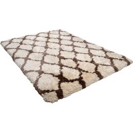 Tom Tailor HOME Hochflor-Teppich &raquo;Flocatic Pattern&laquo; rechteckig 65 mm H&ouml;he Rauten Muster, ideal im Wohnzimmer & Schlafzimmer braun Kunstfaser B : 70cm 