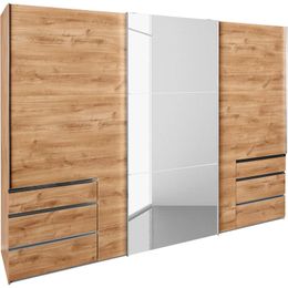 wimex Schwebet&uuml;renschrank &raquo;Level by fresh to go&laquo; mit Glast&uuml;r braun B/H/T: 300cm x 216cm x 65cm, Schubladen: 6 Stk. T&uuml;ren: 3 Stk.
