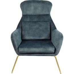 Salesfever Relaxsessel &raquo;Budoni Entspannung pur: Polstersessel&laquo; inklusive R&uuml;ckenkissen blau Samtvelours (100% Polyester), Metall Samtvelours, Gestell 