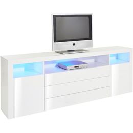 borchardt M&ouml;bel borchardt M&ouml;bel Sideboard &raquo;Santa F&eacute;, Kommode 200 cm breit&laquo; Push-to-open-Funktion, 2 T&uuml;ren, 3 Schubk&auml;sten und 3 offene F&auml;cher wei&szlig; Holzwerkstoff B/H/T: