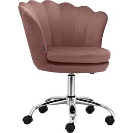 OTTO home B&uuml;rostuhl &raquo;Helleu&laquo; () 1 Stk.Veloursstoff mit horizontalen N&auml;hten, h&ouml;henverstellbar, 360&deg; drehbar rosa Stoff B/H/T: 67,5cm x 88cm x 61cm, 1 