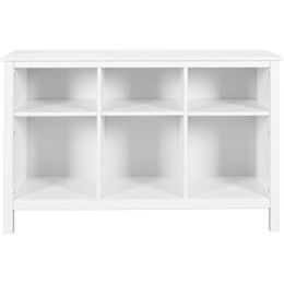 Inter Link Stauraumregal &raquo;Pinora, Kiefer Massivholz, Weiss, 122 x 45 x 76 cm&laquo; 1 Stk. tlg. Platz f&uuml;r Faltboxen, 6 F&auml;cher, moderner Skandi Look wei&szlig; Massivholz B/H