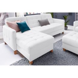 exxpo - sofa fashion Ecksofa &raquo;Elio, kompakt, bequem & zeitloses Design, Breite 217cm, L-Form&laquo; wahlweise mit Bettfunktion wei&szlig; Luxus-Kunstleder;