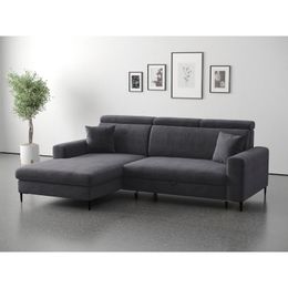 Trends by HG Ecksofa &raquo;Nizza, L-Form, B: 250cm&laquo; mit Schlaffunktion und Bettkasten grau 92% Polyester;8% Nylon B/H/T: 250cm x 104cm x 166cm, Struktur, 