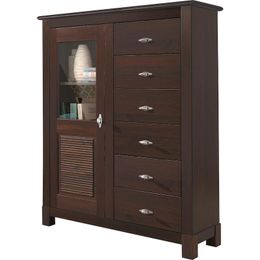 OTTO home Highboard &raquo;Rauna&laquo; Vitrine, Breite 103 cm, FSC -zertifiziertes Massivholz braun B/H/T: 111,5cm x 136cm x 38cm, Kiefer