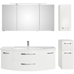 Badm&ouml;bel-Set &raquo;Serie 4010 4-teilig Keramik-Waschtisch mit LED-Spiegelschrank&laquo; Set wei&szlig; Holzwerkstoff B/H/T: 174cmcm x 200cmcm x 49,5cmcm