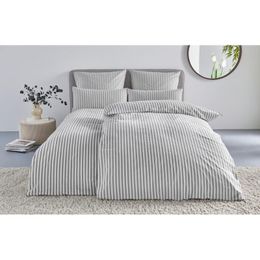 LeGer Home by Lena Gercke Bettw&auml;sche &raquo;Linnea&laquo; 2 Stk. aus 100% Baumwolle, Streifendesign grau Flanell, Obermaterial: 100% Baumwolle B/L: 135cm x 200cm,