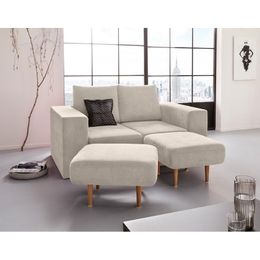 LOOKS by Wolfgang Joop 2-Sitzer &raquo;Looksv&laquo; Verwandlungssofa: aus Sofa wird Sofa mit 2 Hockern beige B/H/T: 172cm x 96cm x 107cm, Microflausch, 2 Hocker 