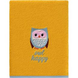 Egeria Handtuch &raquo;OWL&laquo; mit Eulen Applikation gelb Frottier, Baumwolle B/L: 50cmx90cm, 2 Stk., Frottier
