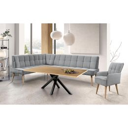 exxpo - sofa fashion Eckbank &raquo;Latte&laquo; moderne Sitz- und R&uuml;ckensteppung, bequem und elegant, hoher Holzfu&szlig; 94% PES, 6% NY B/H/T: 254cm x 95cm x 196cm, 