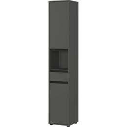 Germania Hochschrank &raquo;Lemont&laquo; mit T&uuml;r- und Schubladend&auml;mpfung grau Holzwerkstoff Graphit, B/H/T: 33cm x 181cm x 34cm, Schubladen: 1 Stk. T&uuml;ren: 2 Stk.