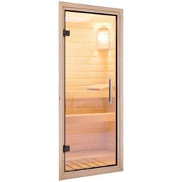 Karibu Saunat&uuml;r &raquo;T&uuml;rpaket 68 mm&laquo; Klarglast&uuml;r transparent Glas, Massivholz 65,6cm, T&uuml;ranschlag wechselbar