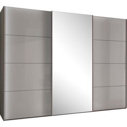 Wiemann Schwebet&uuml;renschrank &raquo;Kos&laquo; mit Spiegelt&uuml;r und Schattenfuge grau Glas, Holzwerkstoff B/H/T: 278,9cm x 217cm x 67cm, T&uuml;ren: 3 Stk.