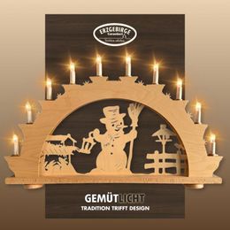 Weigla LED Schwibbogen &raquo;Schneemannzauber, Lichterbogen aus Holz, NATUR&laquo; Holzwerkstoff B/H/T: 66cm x 40,5cm x 6cm
