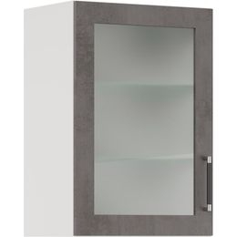 IMPULS K&Uuml;CHEN Glash&auml;ngeschrank &raquo;"Prag", Breite 50 cm&laquo; mit Glasdreht&uuml;r grau Dekorfolie, Glas, Holzwerkstoff Space Grey, B/H/T: 50cm x 72,3cm x 34,2cm, 
