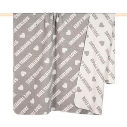 Pad Wohndecke &raquo;TRAVELLER, Bulli&laquo; Made in Europe, Wendefunktion, mit Schriftzug & Fransen, 150x200 cm grau Mischgewebe B/L: 150cm x 200cm