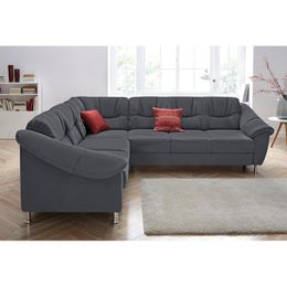 Sit & More sit&more Ecksofa &raquo;Salsa L-Form&laquo; mit Federkern, wahlweise mit Schlaffunktion grau Bedruckte Microfaser (100% Polyester);Luxus-Microfaser ALTARA NUBUCK 