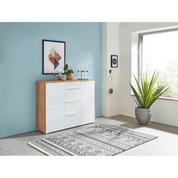 Germania Sideboard &raquo;Telde&laquo; Breite 134 cm, Soft-close, verstellbare B&ouml;den,ES-Glas, Made in Germany wei&szlig; B/H/T: 135cm x 105cm x 40cm
