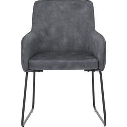 set one by Musterring Armlehnstuhl &raquo;Fontana&laquo; () 2-er Set, Kufengestell schwarz, R&uuml;cken mit Rauten-Steppnaht grau Polyester B/H/T: 60,5cm x 85cm x 63cm
