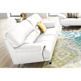 Trendmanufaktur 3-Sitzer &raquo;Cecilia, in italienischem Design, bequem&laquo; mit Chromf&uuml;&szlig;en wei&szlig; Microfaser PRIMABELLE (100% Polyester);NaturLEDER (echtes 